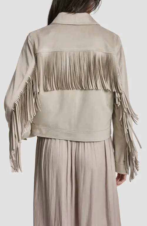 Dkny Fringe Trim Faux Suede Jacket