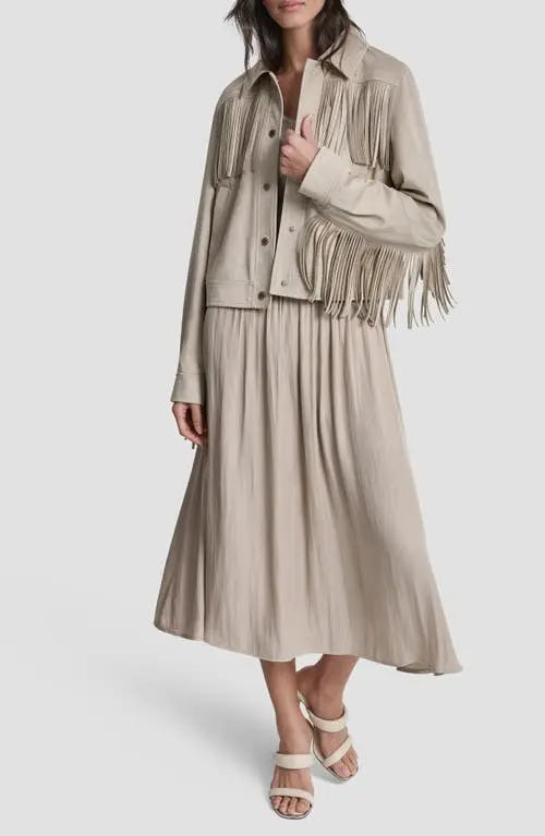 Dkny Fringe Trim Faux Suede Jacket