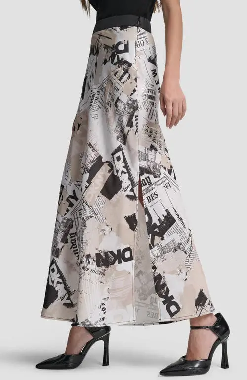 Dkny Newspaper Print Maxi Skirt