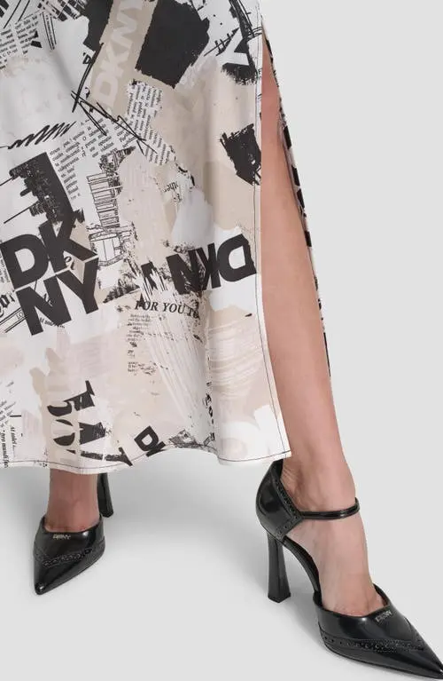 Dkny Newspaper Print Maxi Skirt