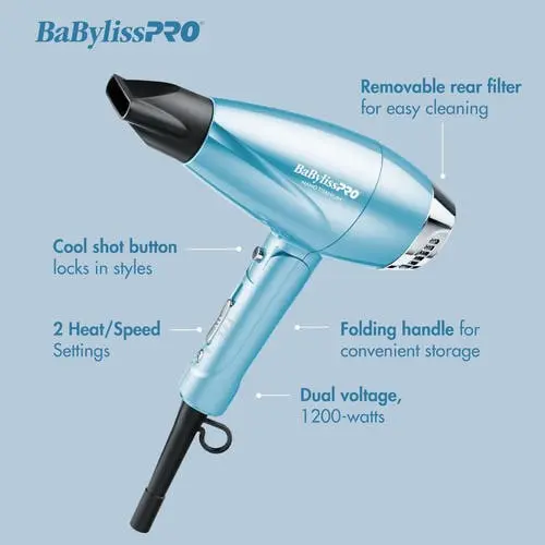 BABYLISSPRO Nano Titanium Compact Folding Ionic Dryer