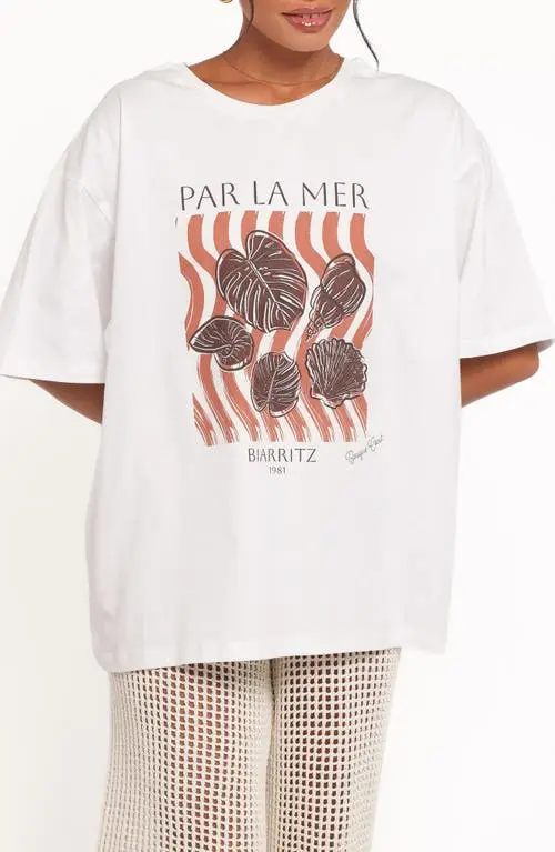 PETAL & PUP Par La Mer Oversize Cotton Graphic T-shirt - White