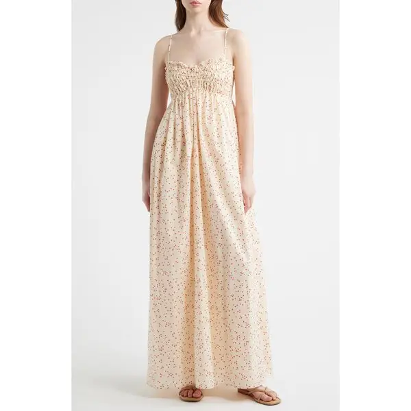 Faithfull The Brand Presa Dot Sweetheart Neck Maxi Dress - Linnea Dot Panna