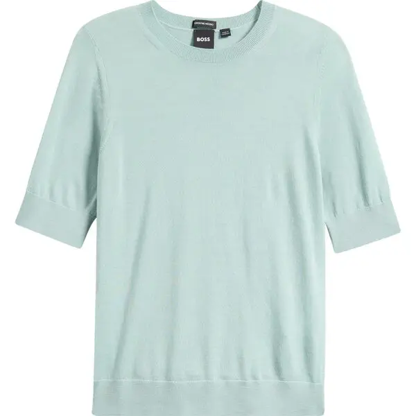 BOSS Farbella Short Sleeve Wool Sweater - Light Jade