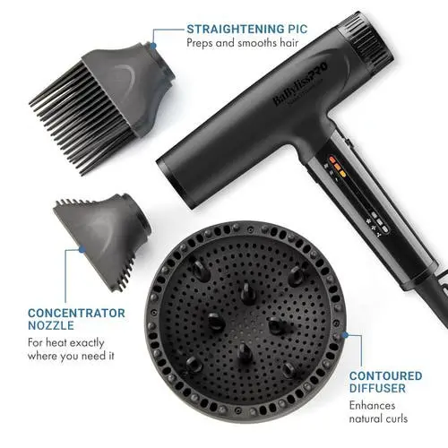 BABYLISSPRO Nano Titanium Nano Light Ionic Dryer - Black