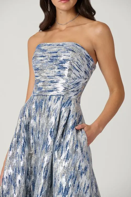 Shoshanna Jacquard Strapless Cocktail Dress