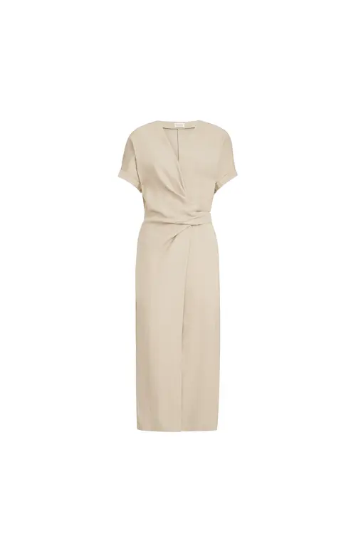 Brunello Cucinelli Wrap-effect Dress - Beige