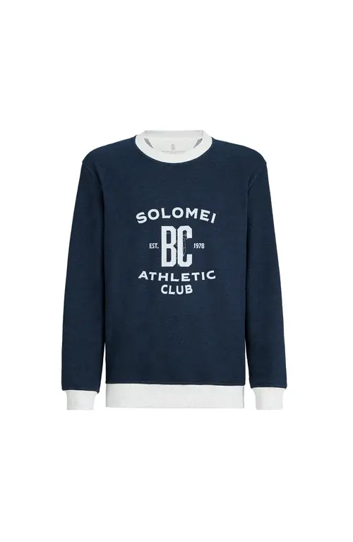 Brunello Cucinelli Cotton French Terry Sweatshirt - Navy Blue