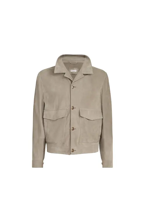 Brunello Cucinelli Suede Jacket - Khaki