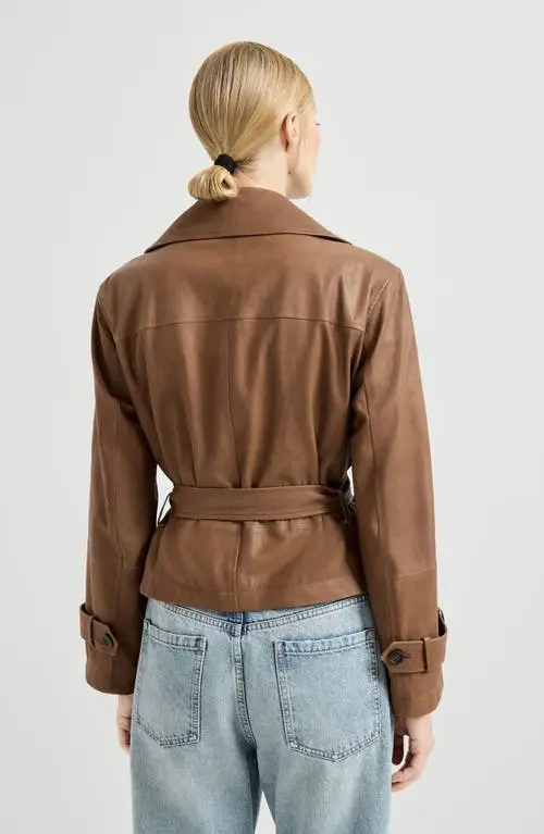 Brunello Cucinelli Nappa Leather Crop Trench Coat