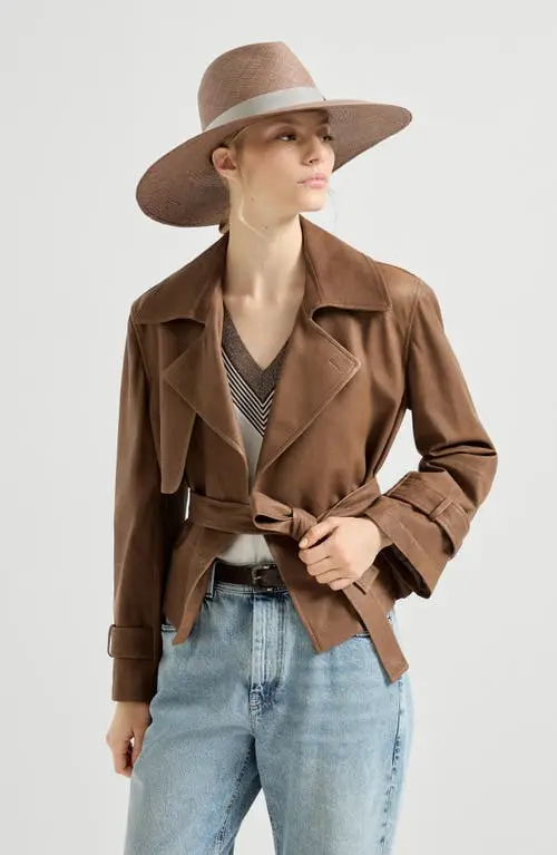 Brunello Cucinelli Nappa Leather Crop Trench Coat