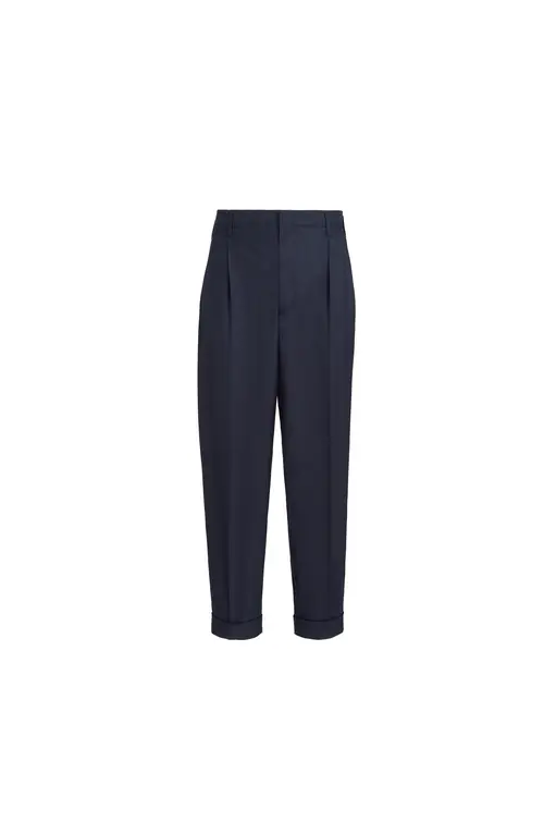 Brunello Cucinelli Double Pleated Trousers - Navy Blue