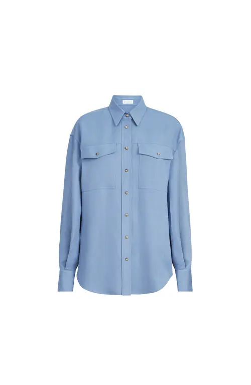 Brunello Cucinelli Fluid Twill Shirt - Azure