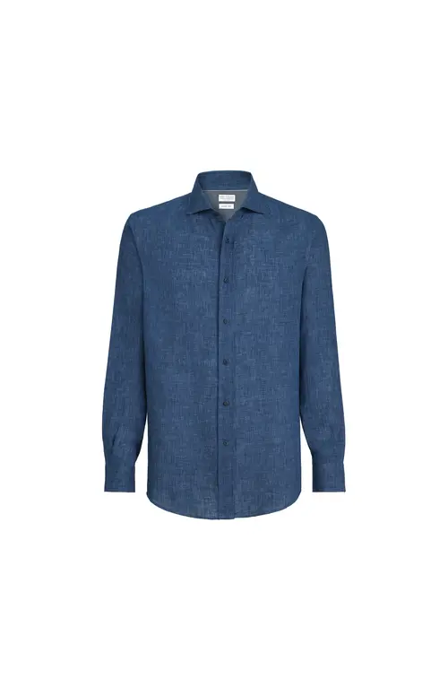 Brunello Cucinelli Délavé Linen Shirt - Navy Blue