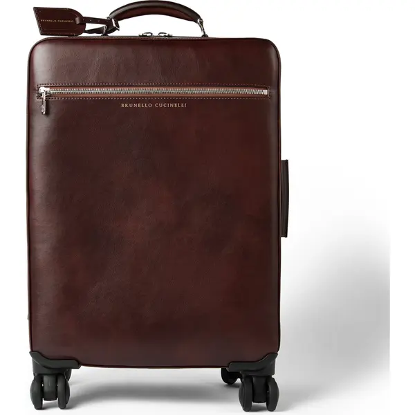 Brunello Cucinelli Burnished Calfskin Suitcase - Burgundy