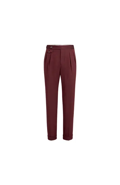 Brunello Cucinelli Linen And Virgin Wool Trousers - Cherry