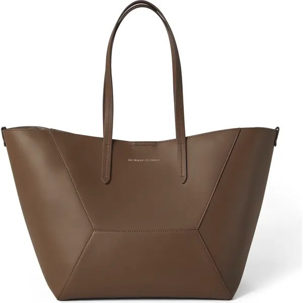 Brunello Cucinelli Calfskin Bc Duo Bag - Brown Gianduia