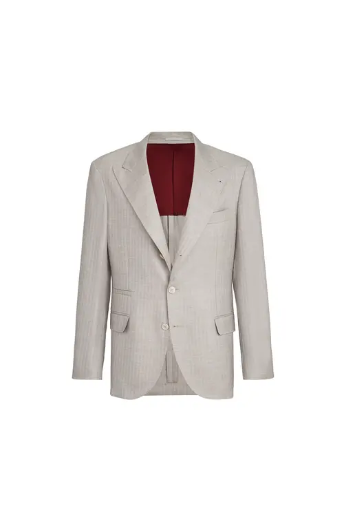 Brunello Cucinelli Chevron Deconstructed Blazer - Light Grey