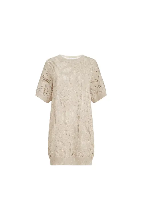 Brunello Cucinelli Dazzling Water Lilies Mini Dress - Beige