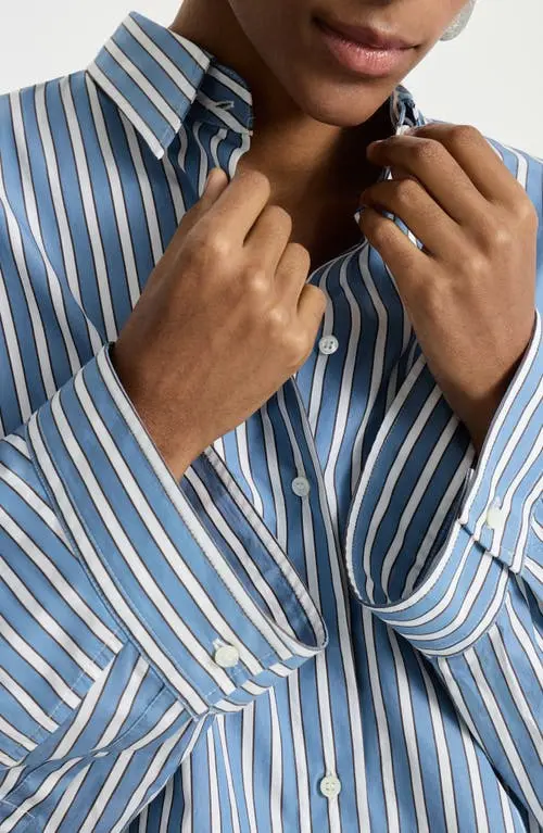 Brunello Cucinelli Striped Poplin Shirt - Azure