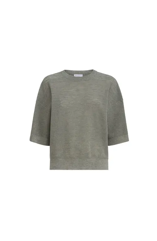 Brunello Cucinelli Sparkling Linen Sweater - Military