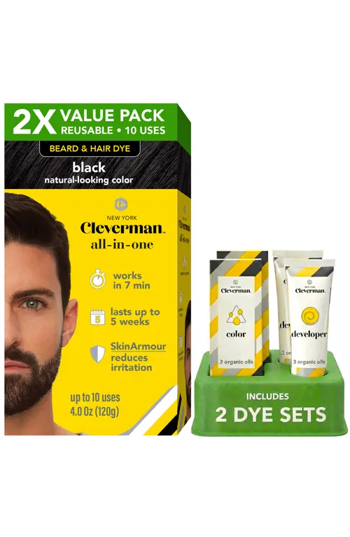 CLEVERMAN 2x Pack Reusable Beard & Hair Dye Kit - Black