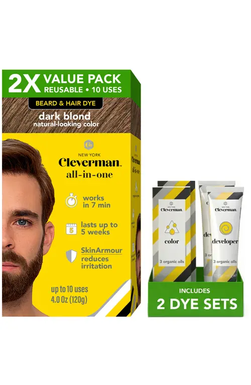 CLEVERMAN 2x Pack Reusable Beard & Hair Dye Kit - Dark Blond