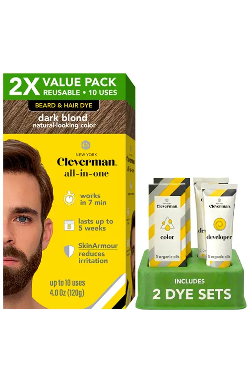 CLEVERMAN 2x Pack Reusable Beard & Hair Dye Kit - Dark Blond