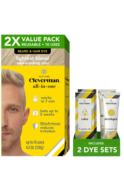 CLEVERMAN 2x Pack Reusable Beard & Hair Dye Kit - Lightest Blond
