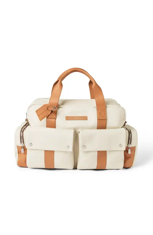 Brunello Cucinelli Calfskin And Cowhide Duffle Bag - Ivory