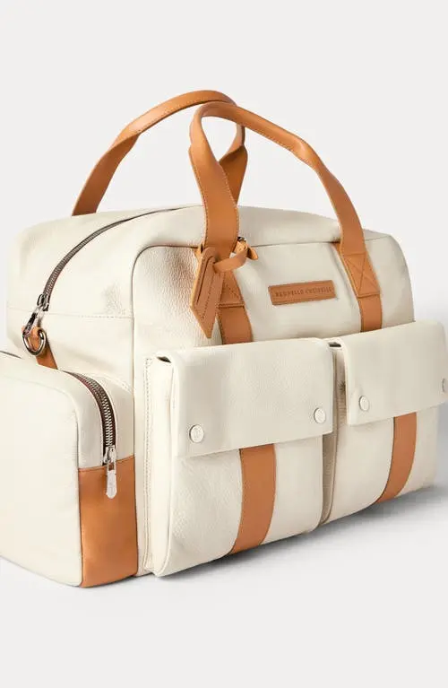 Brunello Cucinelli Calfskin And Cowhide Duffle Bag - Ivory