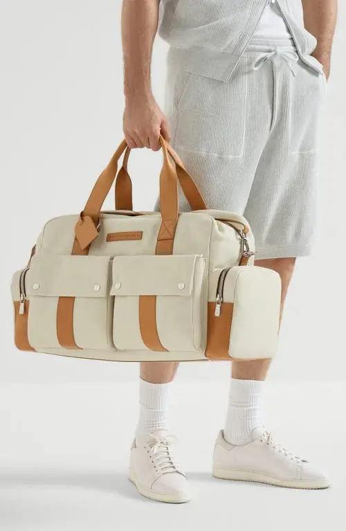 Brunello Cucinelli Calfskin And Cowhide Duffle Bag - Ivory