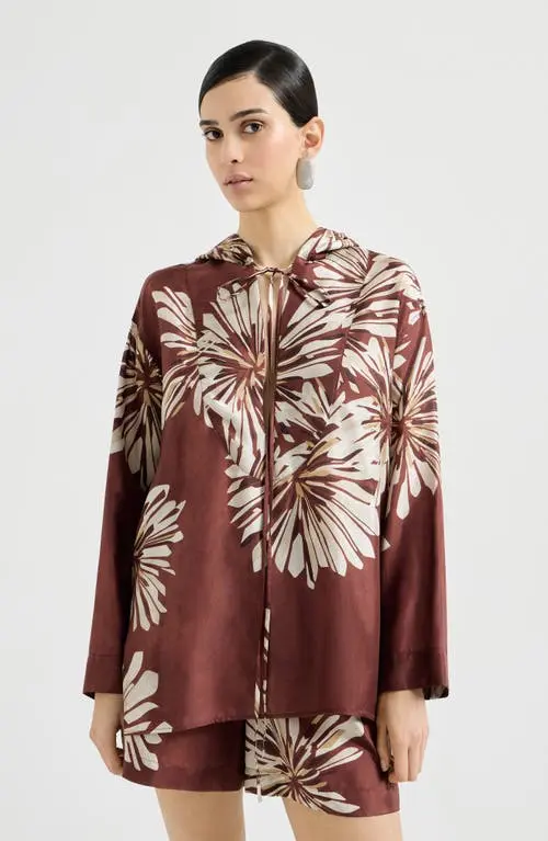 Brunello Cucinelli Bloom Print Pongee Shirt