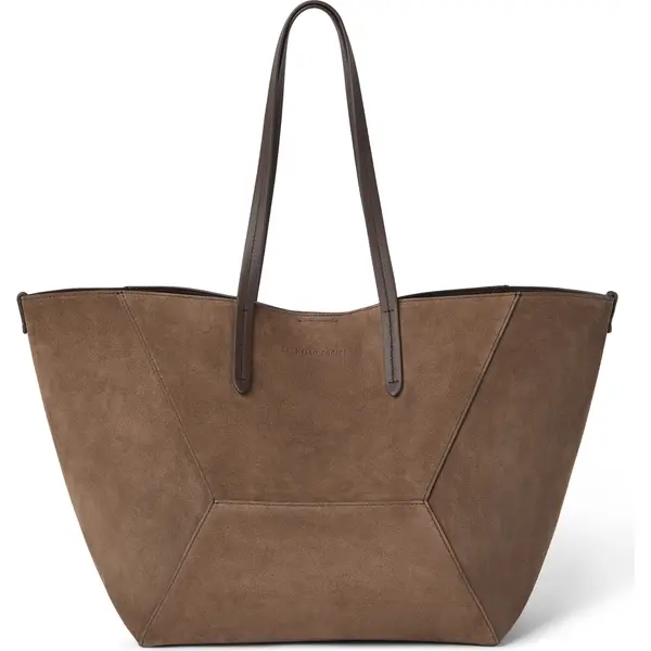 Brunello Cucinelli Large Suede Bc Duo Bag - Bark