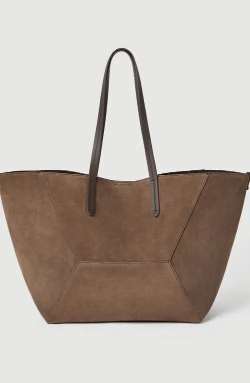 Brunello Cucinelli Large Suede Bc Duo Bag - Bark