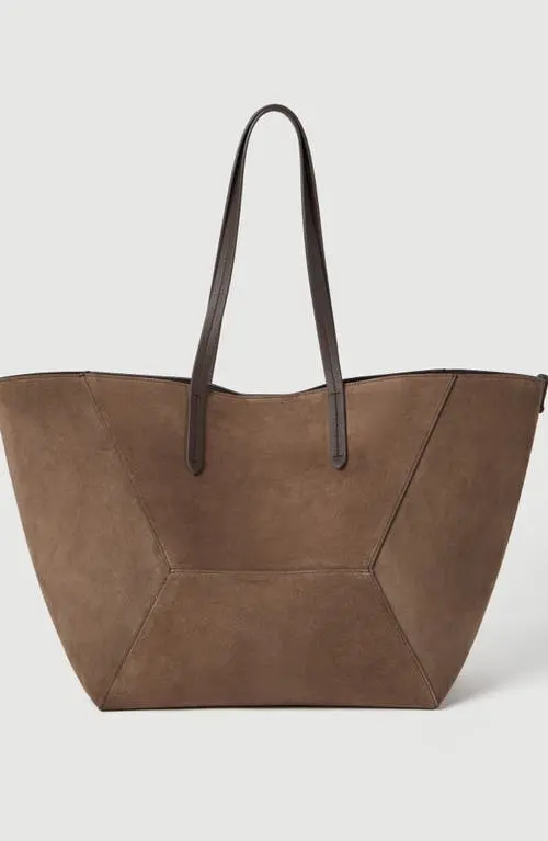 Brunello Cucinelli Large Suede Bc Duo Bag - Bark