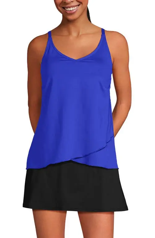 LANDS' END Tulip Hem Tankini Top - Galaxy Blue