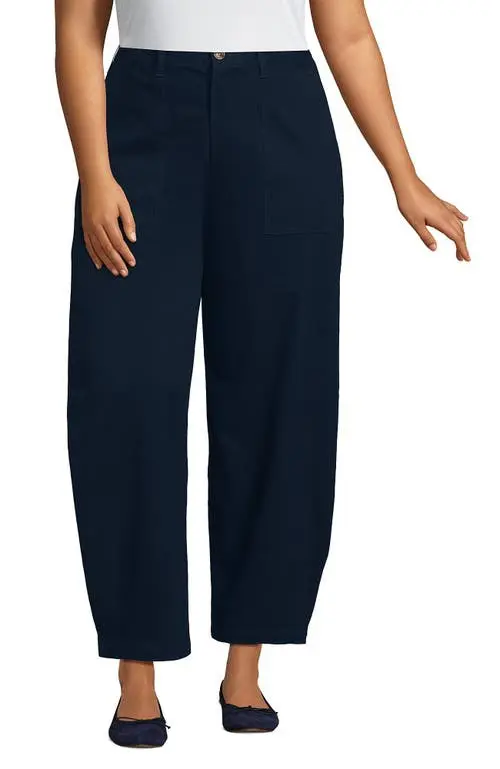 LANDS' END Chino High-rise Barrel Leg Ankle Utility Pants - Radiant Navy
