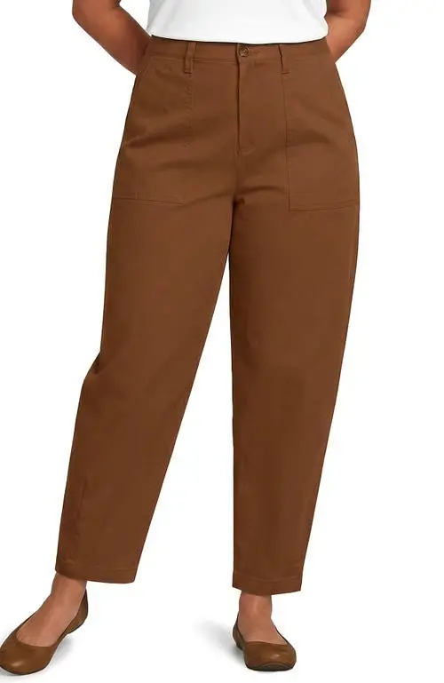 LANDS' END Chino High-rise Barrel Leg Ankle Utility Pants - Rich Ginger Brown