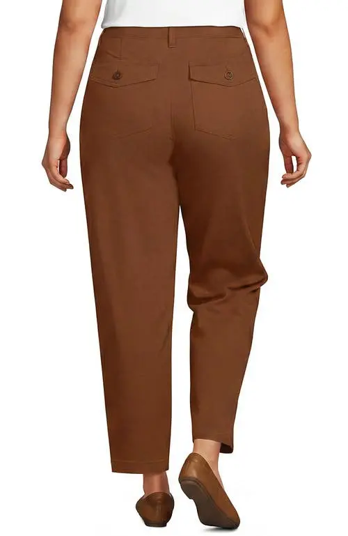 LANDS' END Chino High-rise Barrel Leg Ankle Utility Pants - Rich Ginger Brown