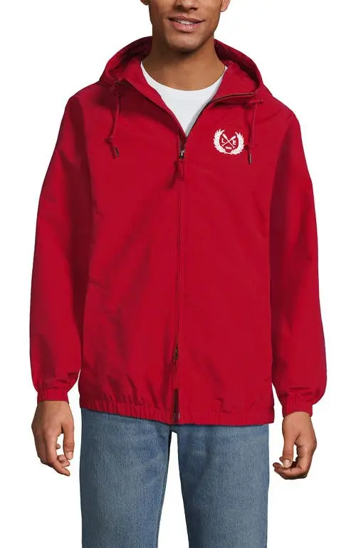 LANDS' END Squall Varsity Jacket - Compass Red/white