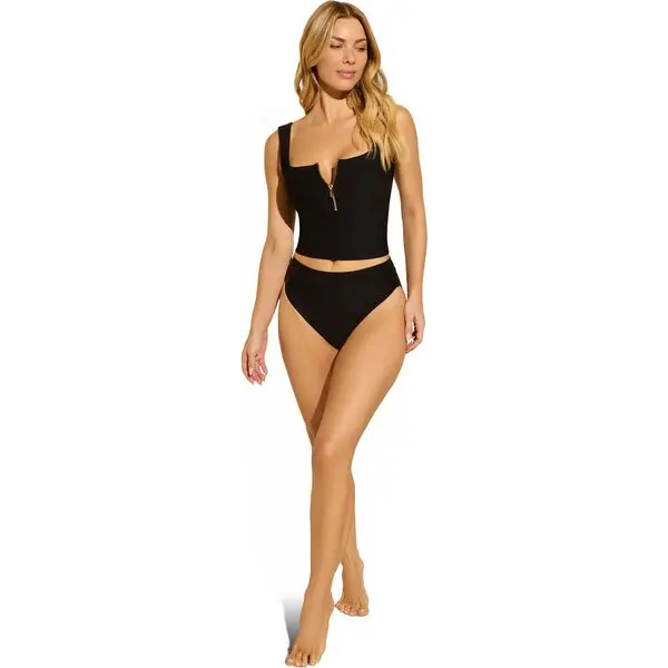 STYLEST Dreamsculpt Zip Tankini Top - Caviar
