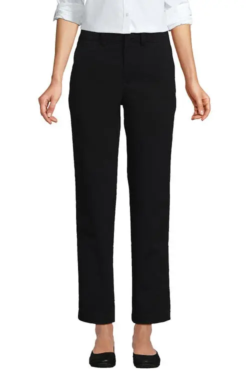 LANDS' END Mid Rise Classic Straight Leg Chino Ankle Pants - Black