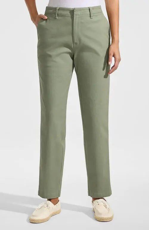LANDS' END Mid Rise Classic Straight Leg Chino Ankle Pants - Sage