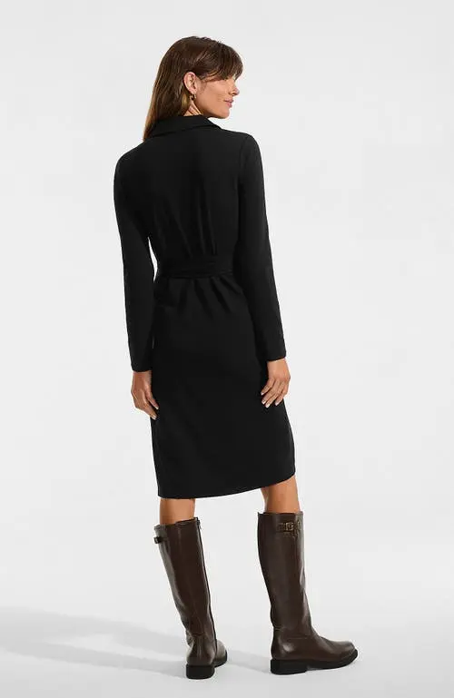 LANDS' END Cotton Modal Collared Wrap Dress - Black