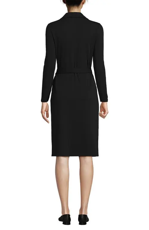 LANDS' END Cotton Modal Collared Wrap Dress - Black