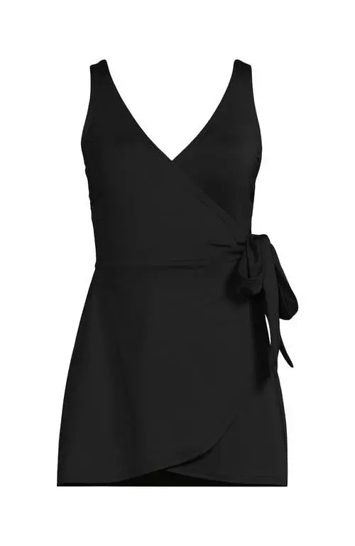 LANDS' END Mastectomy Mini Swim Dress - Black