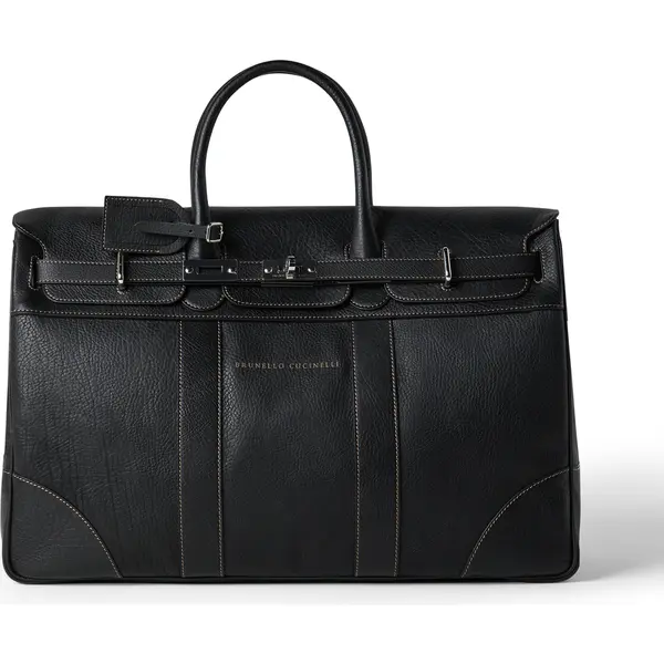 Brunello Cucinelli Grained Calfskin Country Bag - Black