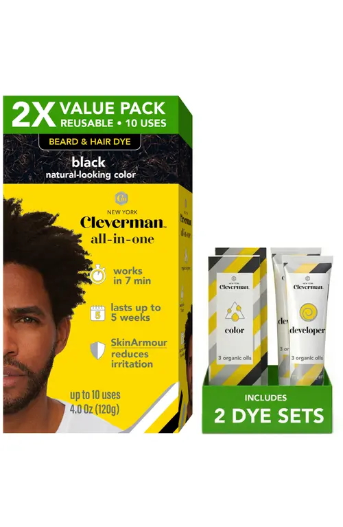CLEVERMAN 2x Pack Coarse & Coily Hair · Reusable Beard & Hair Dye Kit - Black