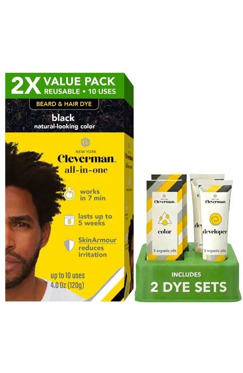 CLEVERMAN 2x Pack Coarse & Coily Hair · Reusable Beard & Hair Dye Kit - Black